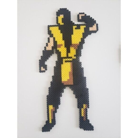 Handmade | Wall Decor | Mortal Kombat Scorpion With Logo Perler Bead ...